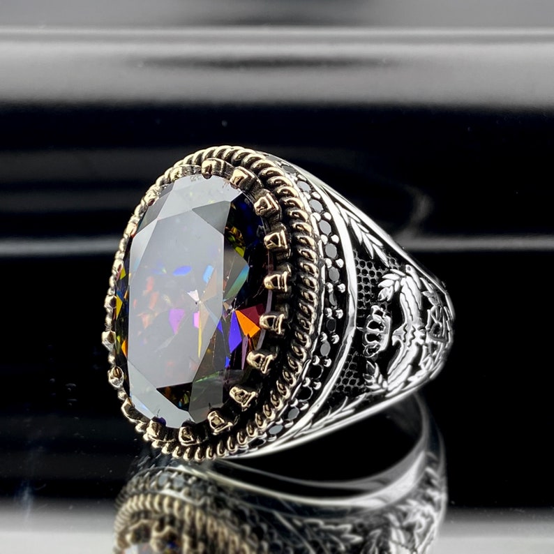 Mystic Topaz Sterling Silver King Ring, Handmade Mens Ring - Etsy