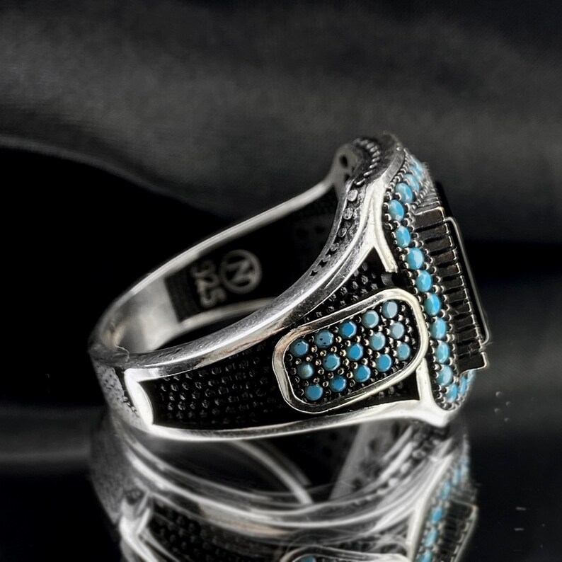 Turquoise Stone Men Ring,black Onyx Stone Men Ring,ottoman Style Men ...