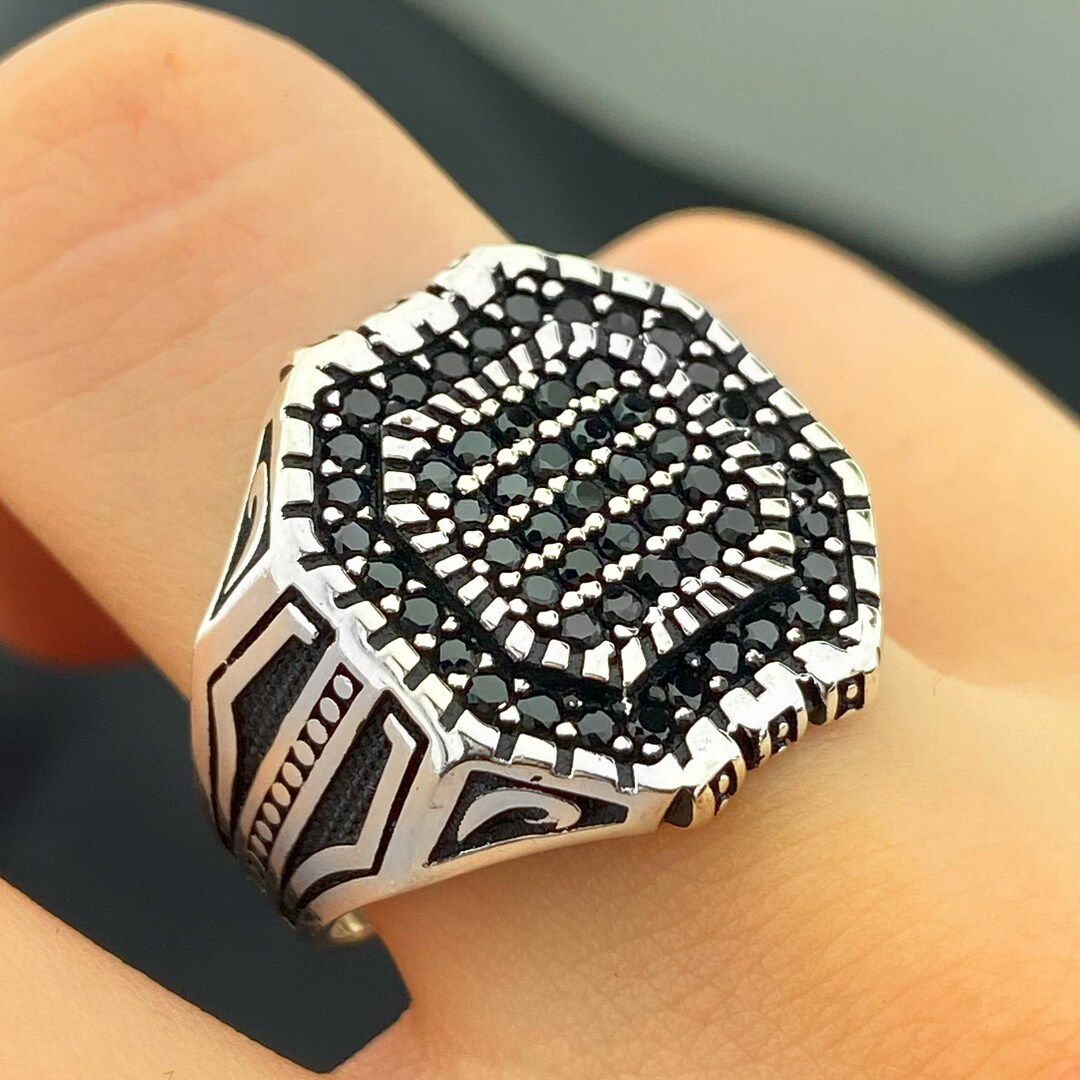 Onyx Stone Men Ring,black Stone Men Ring,men Jewelry,925 Sterling ...