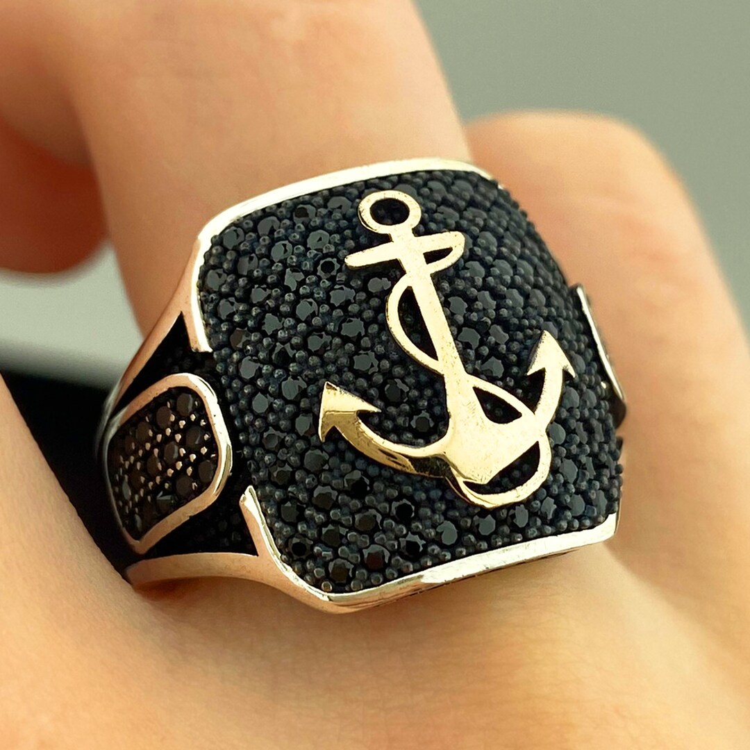 Anchor Ring Solid Anchor Silver Ring With Anchor Silver Seaman Ring 925 ...