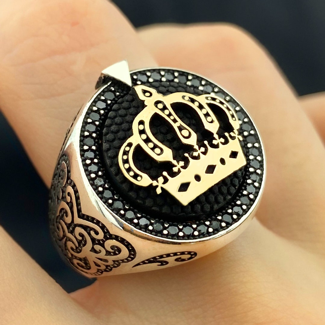 King Ring, Onyx Ring Silver Rings,fidget Ring, Crown Ring,spinner Ring ...
