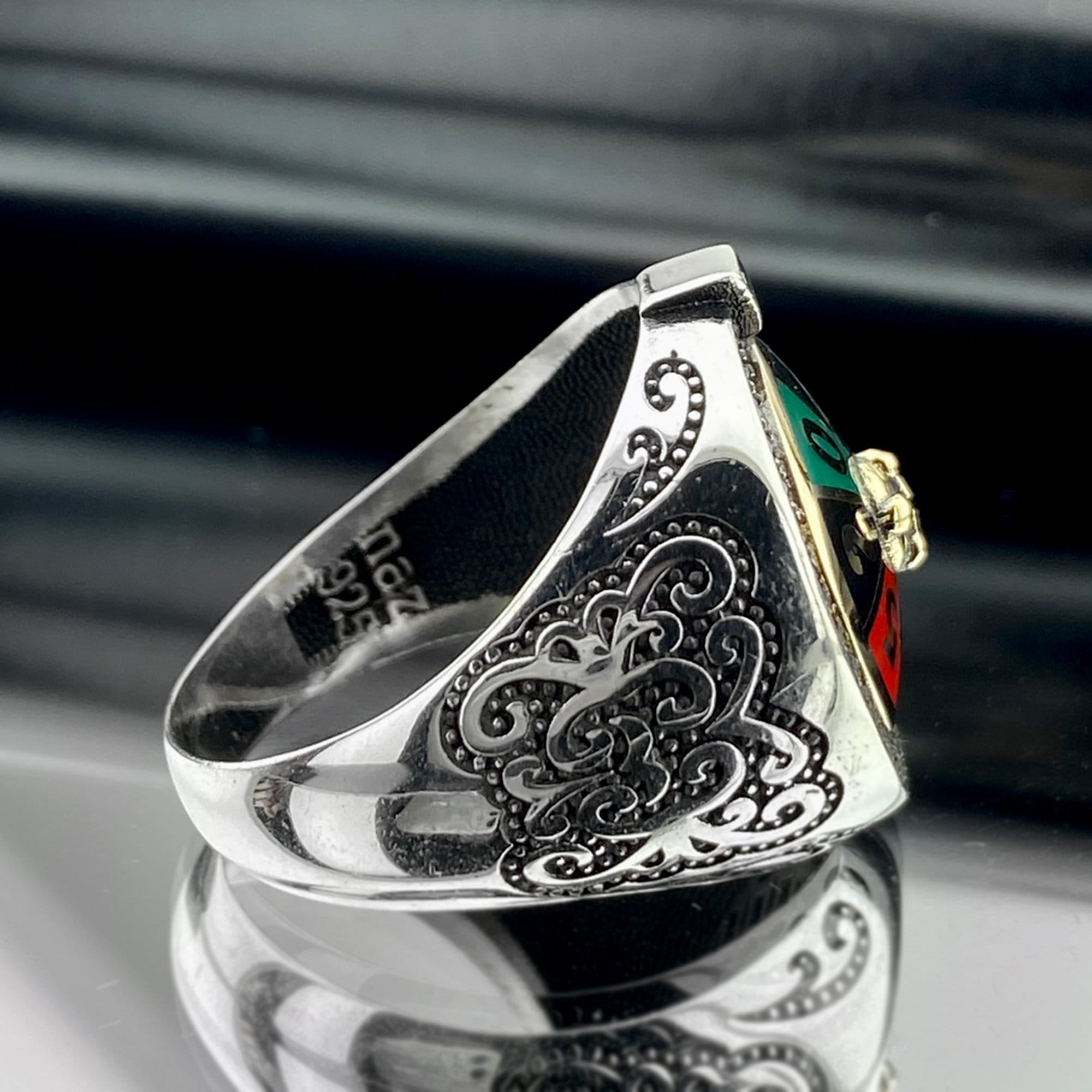 White Stone Men Ring,roulette Ring,las Vegas Roulette,men Jewelry,poker ...