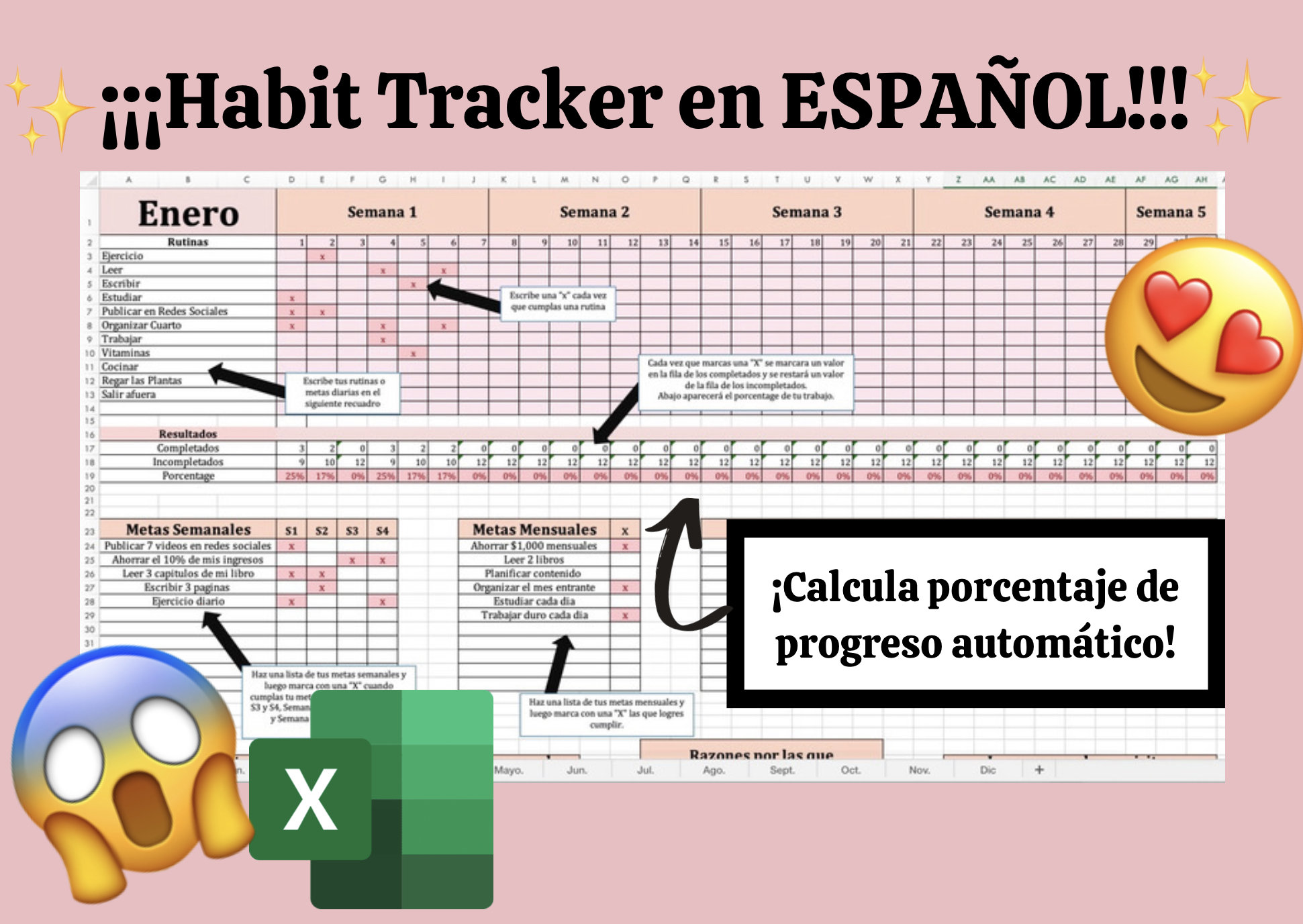 Habit Tracker in Spanish - Etsy