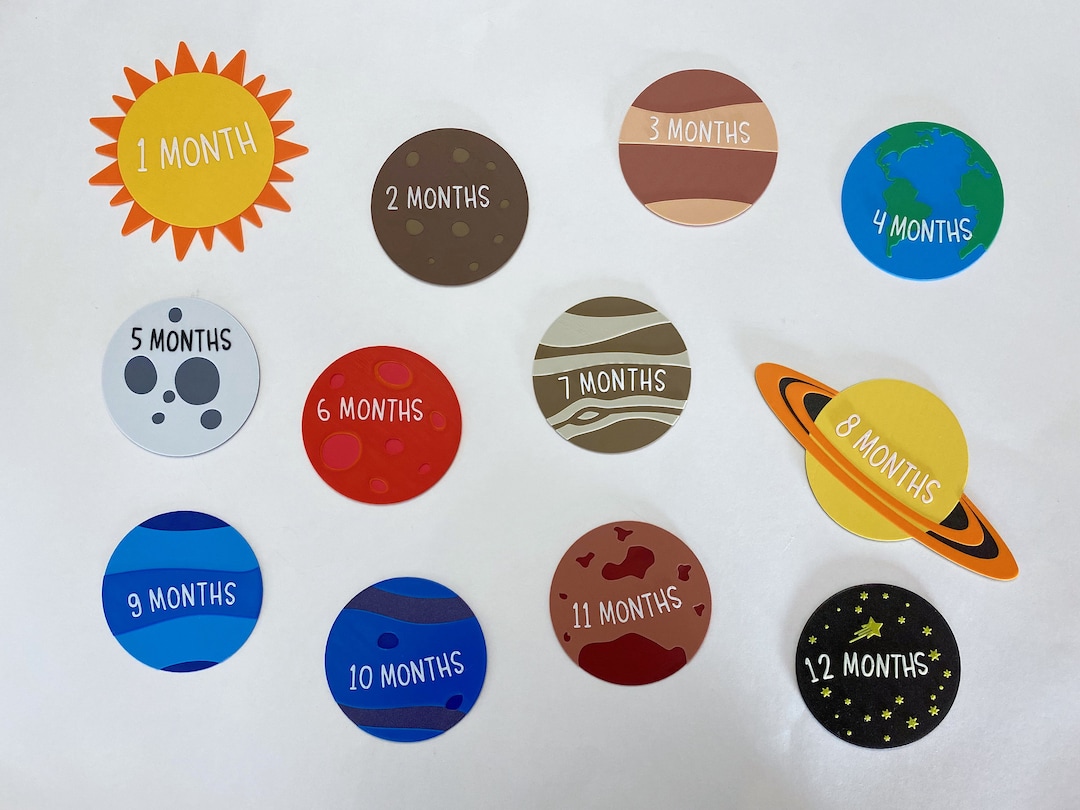 Solar System Baby Milestone Marker Tags | Features All 9 Planets Plus ...
