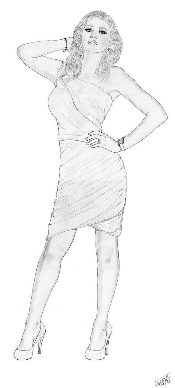 Drawing of Woman Full-length Portrait 3 2022 | Etsy