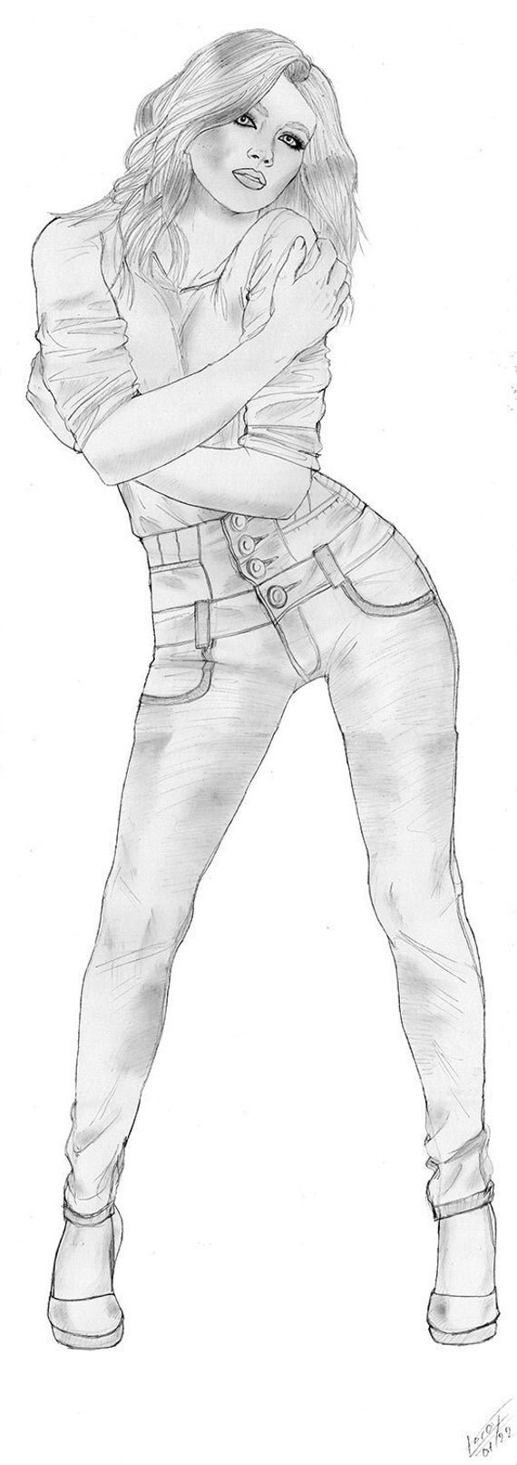 Boceto De Cuerpo Completo De Una Mujer