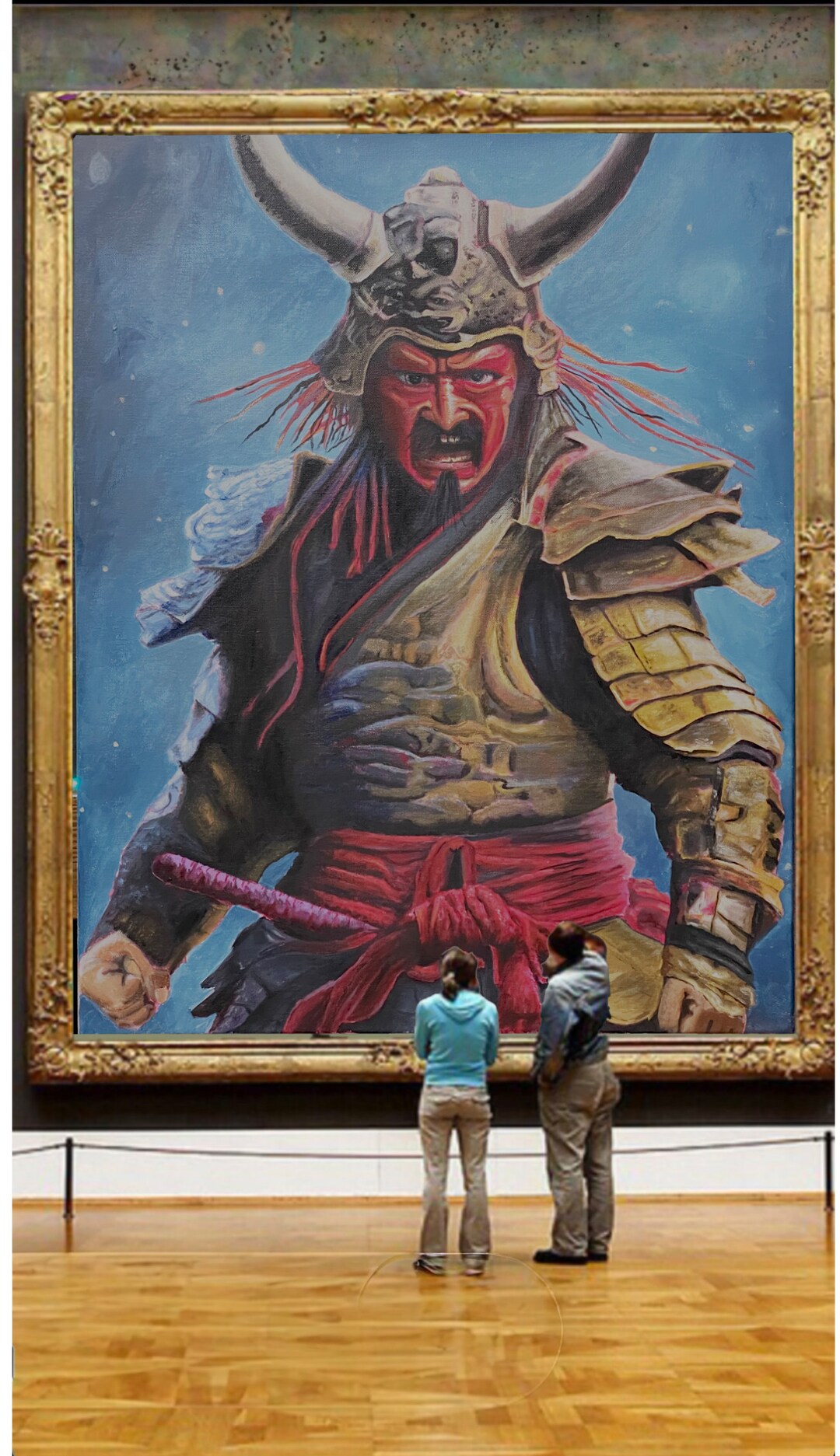 Red Face Samurai Painting Wall Art. Sick Painting of Samurai, Sword ...