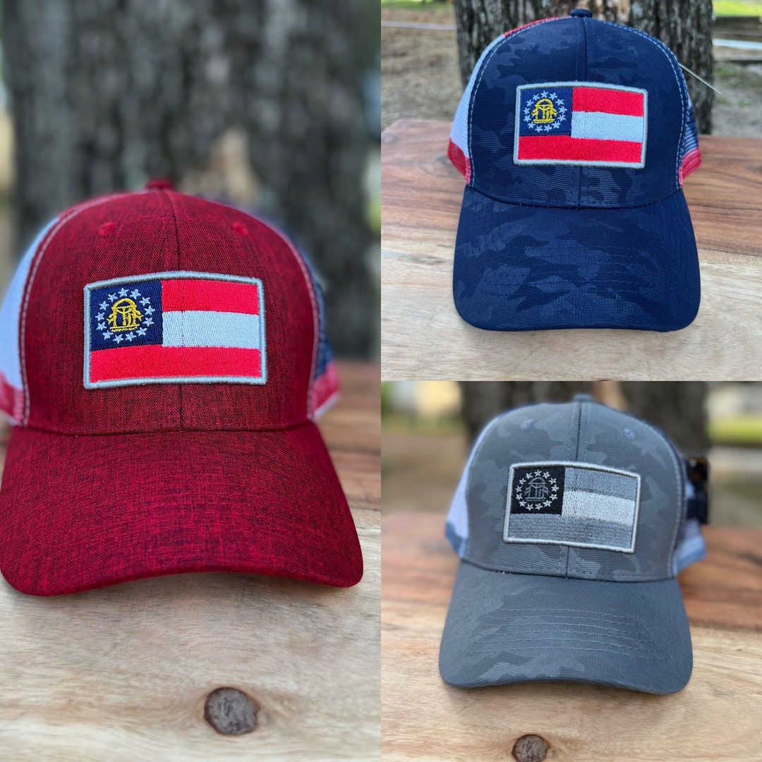 State of GEORGIA Flag Hat Snapback Trucker Mesh Cap Handcrafted in the ...