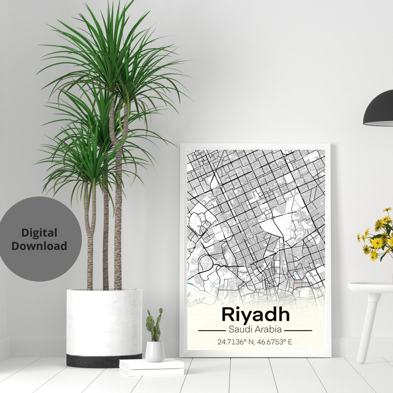 Riyadh Map Print Saudi Arabia Map Art Riyadh Printable Map | Etsy