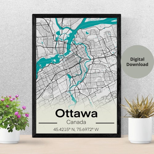 Ottawa Illustrated Map Ottawa Wall Art - Etsy Canada