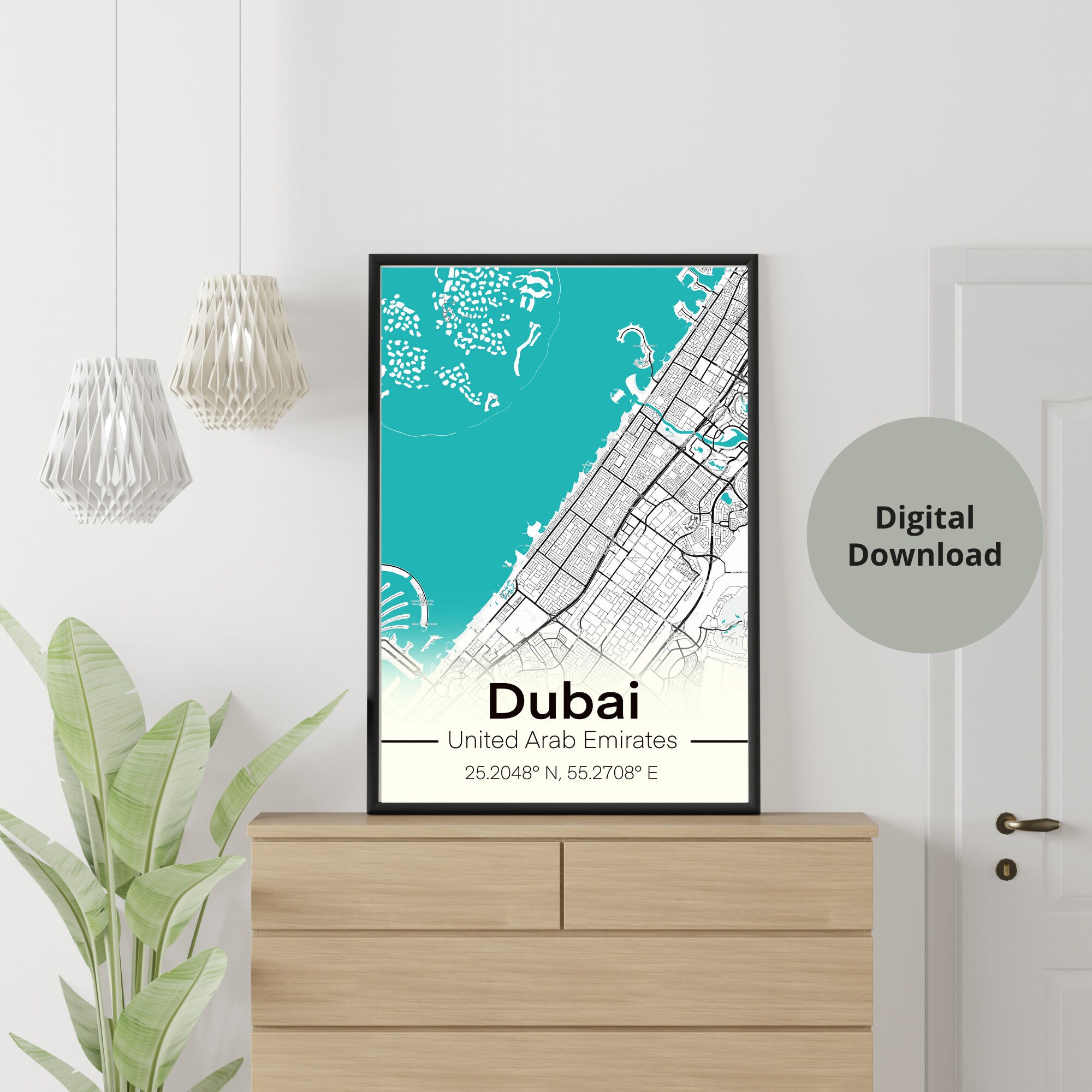 Dubai Map Print, Dubai Arab Emirates Map Art, Dubai Printable Map ...