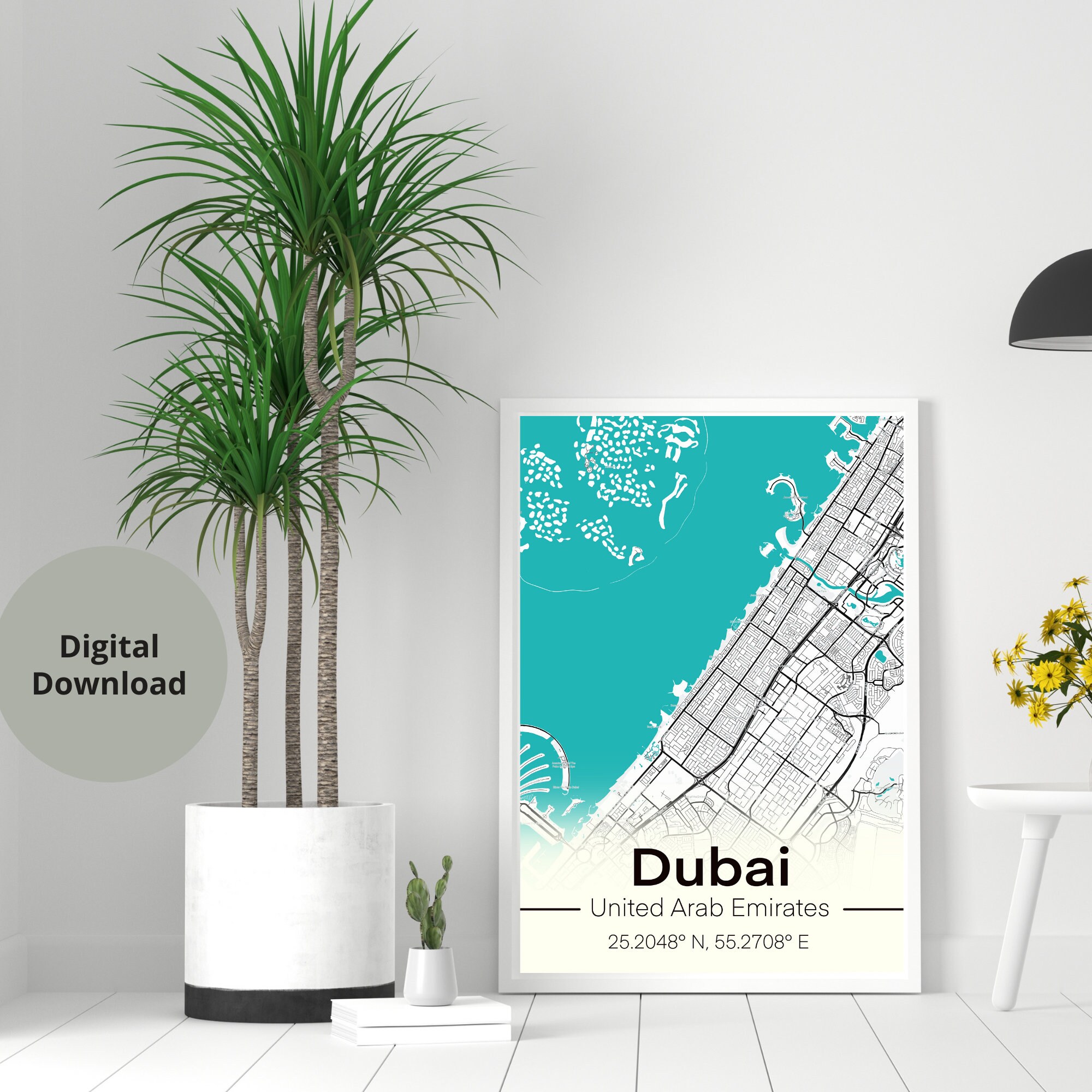 Dubai Map Print, Dubai Arab Emirates Map Art, Dubai Printable Map ...