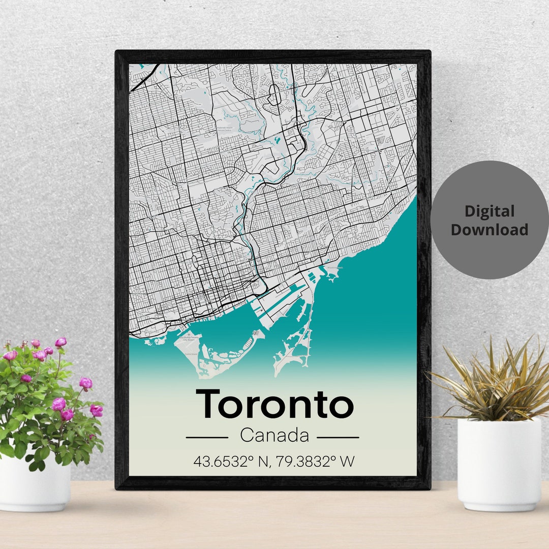 Toronto Map Print, Toronto Canada Map Art, Toronto Printable Map ...