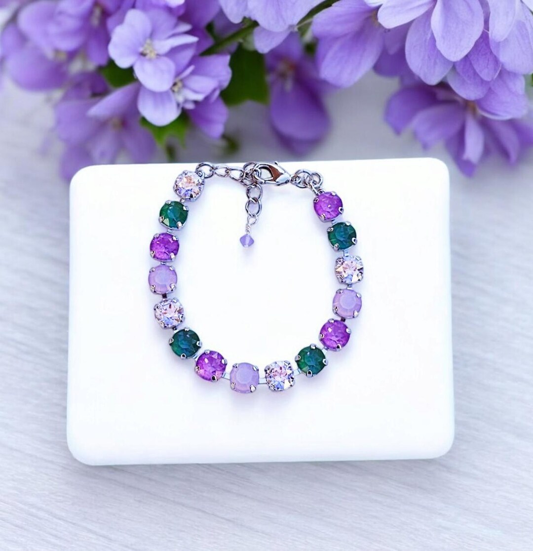 Sweet Escape 2.0 Purple & Green Crystal Bracelet 8mm Adjustable, Gift ...