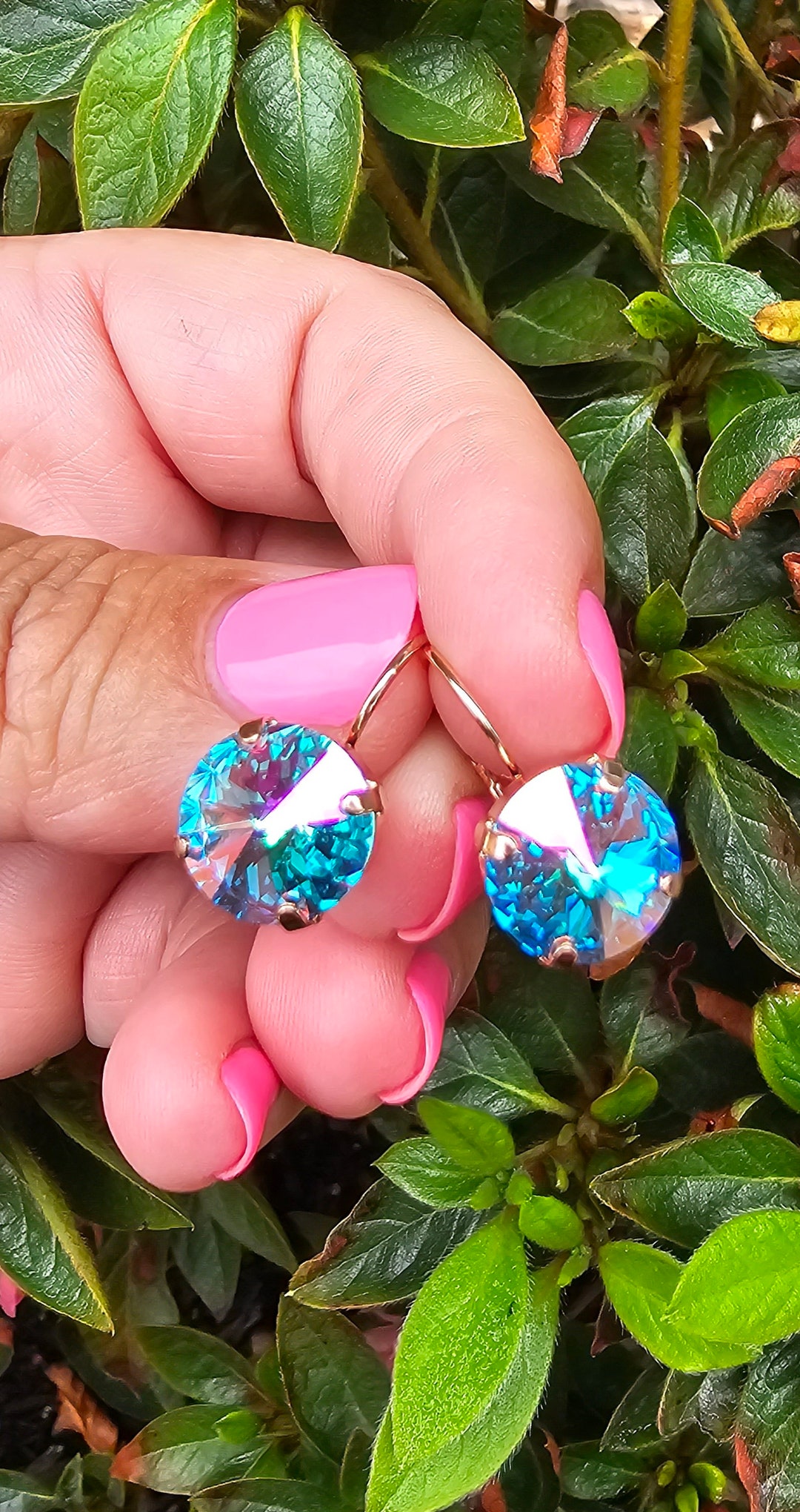 Addiction 12mm Crystal Leverback Earrings Iridescent Aqua - Etsy