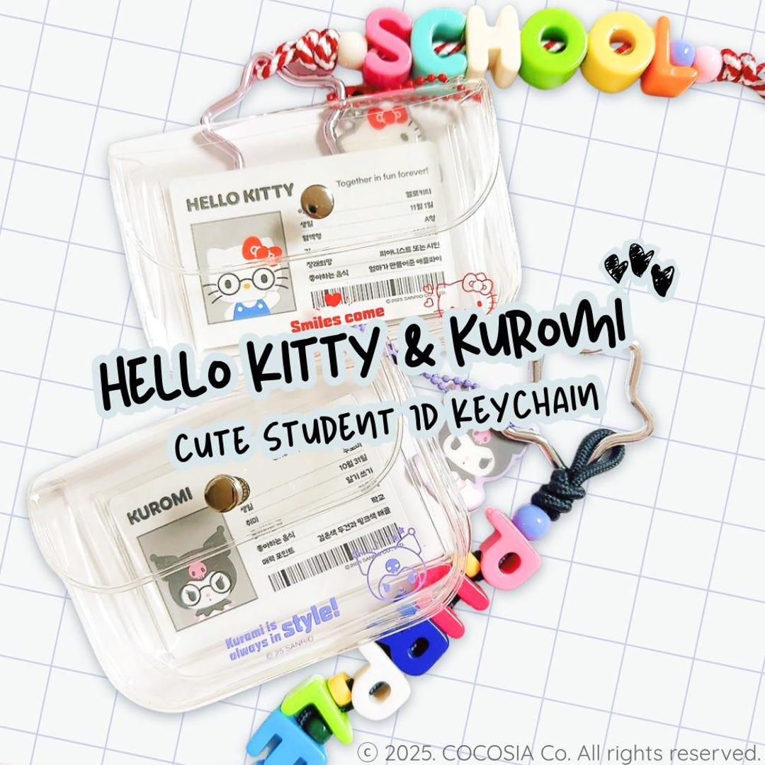 Hello Kitty, Kuromi Card Holder Keychain – Handmade Beaded Strap With ...