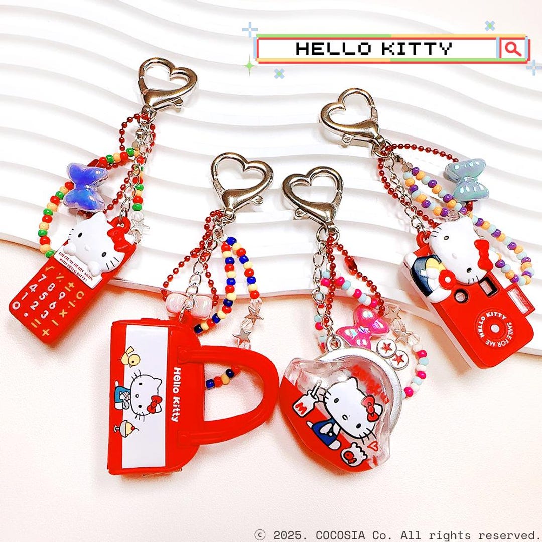 Sanrio Hello Kitty Character Strap Beaded Keychain Miniature Figure Bag ...
