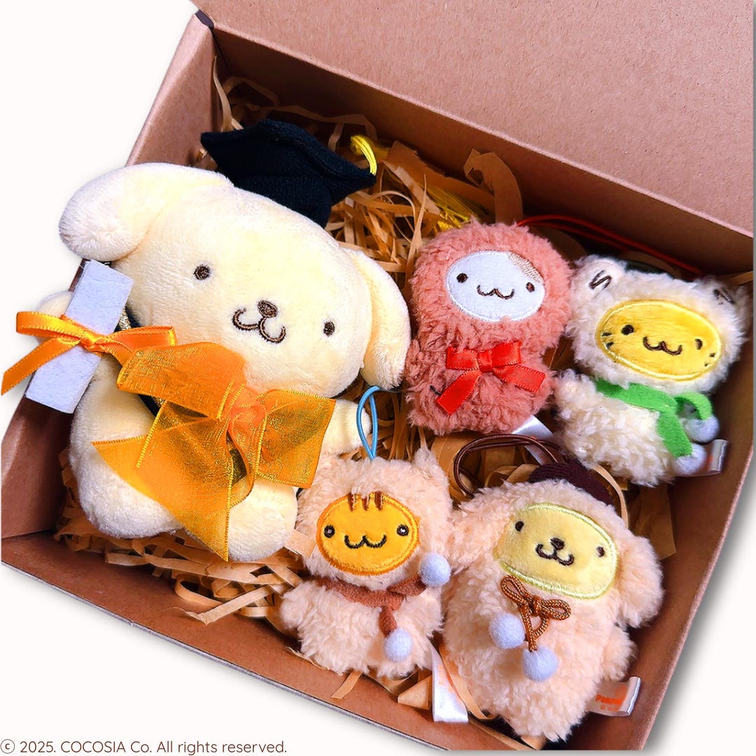 Sanrio Pompompurin Plush Gift Box – Mascot Set (2–5 Pcs) | Choose Your ...