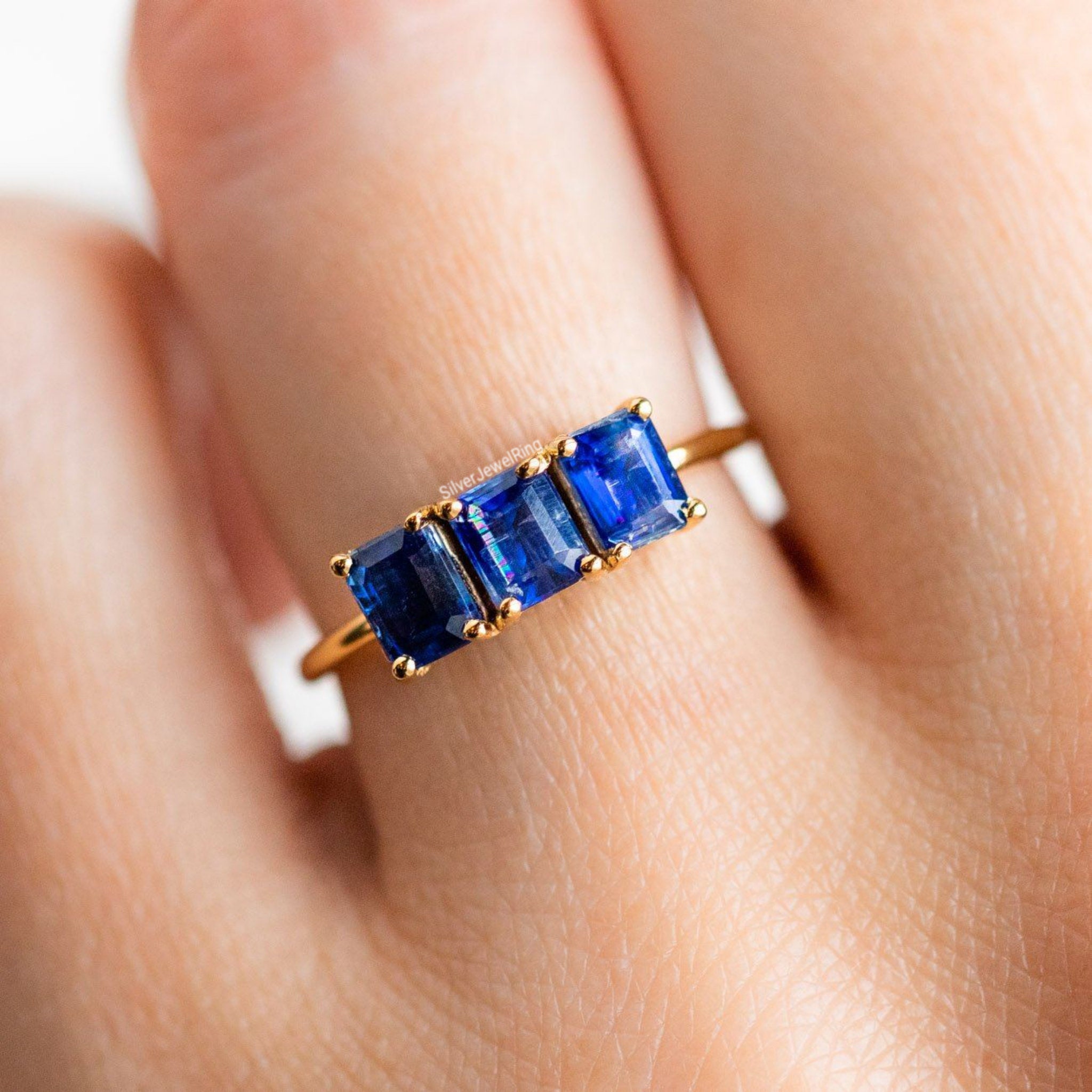 Unique Emerald Cut Ring Sterling Silver Ring Gemstone Ring - Etsy