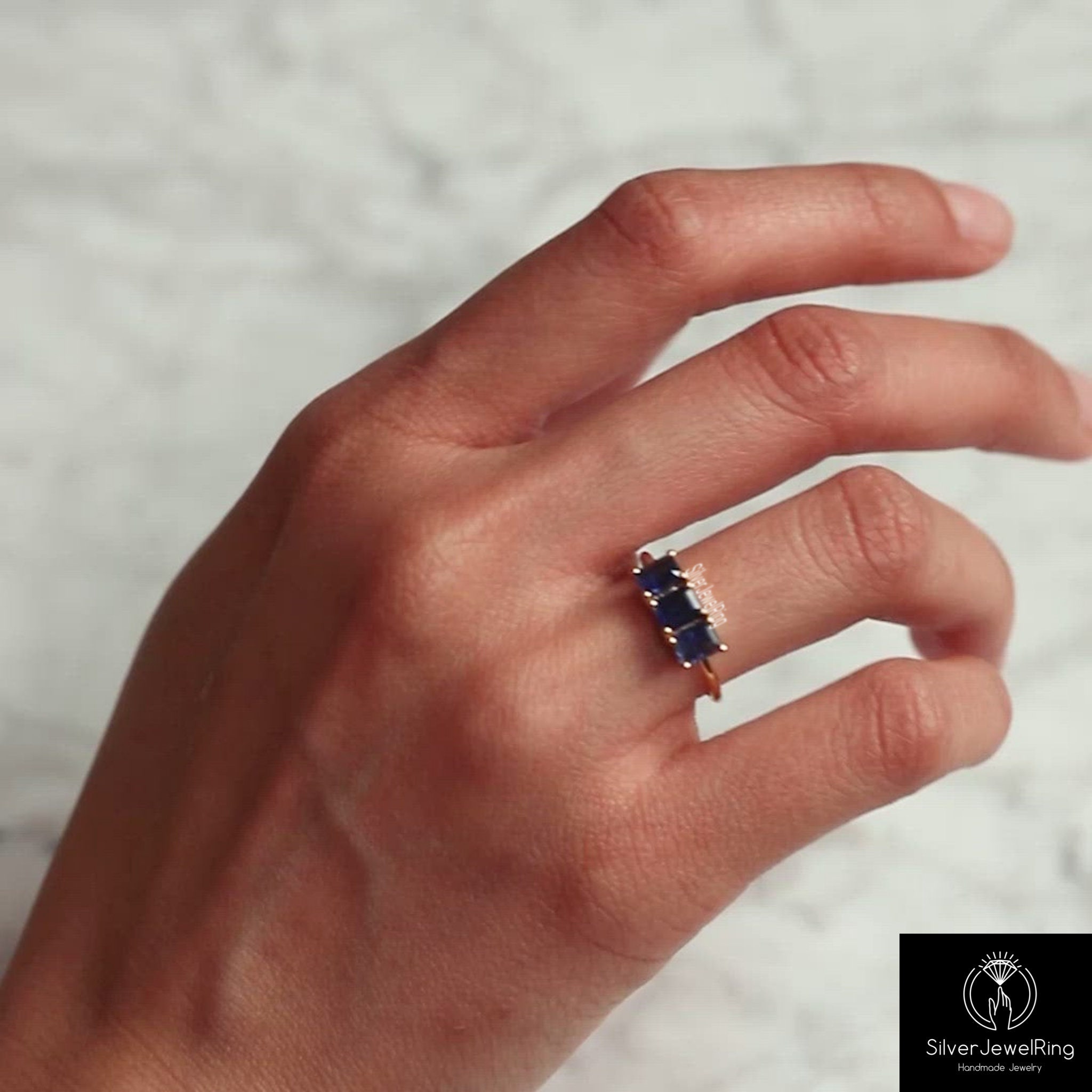 Unique Emerald Cut Ring Sterling Silver Ring Gemstone Ring - Etsy