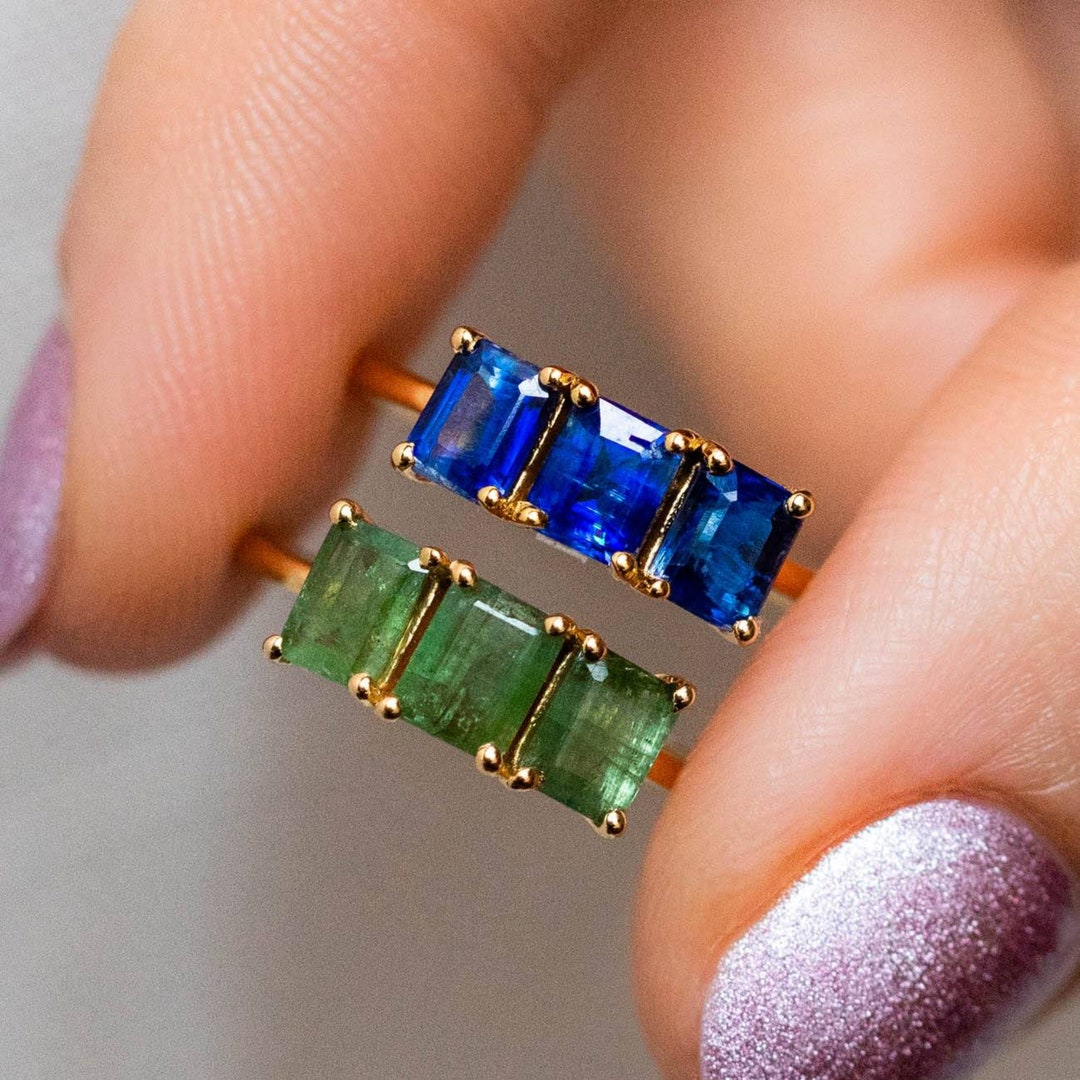 Unique Emerald Cut Ring Sterling Silver Ring Gemstone Ring - Etsy