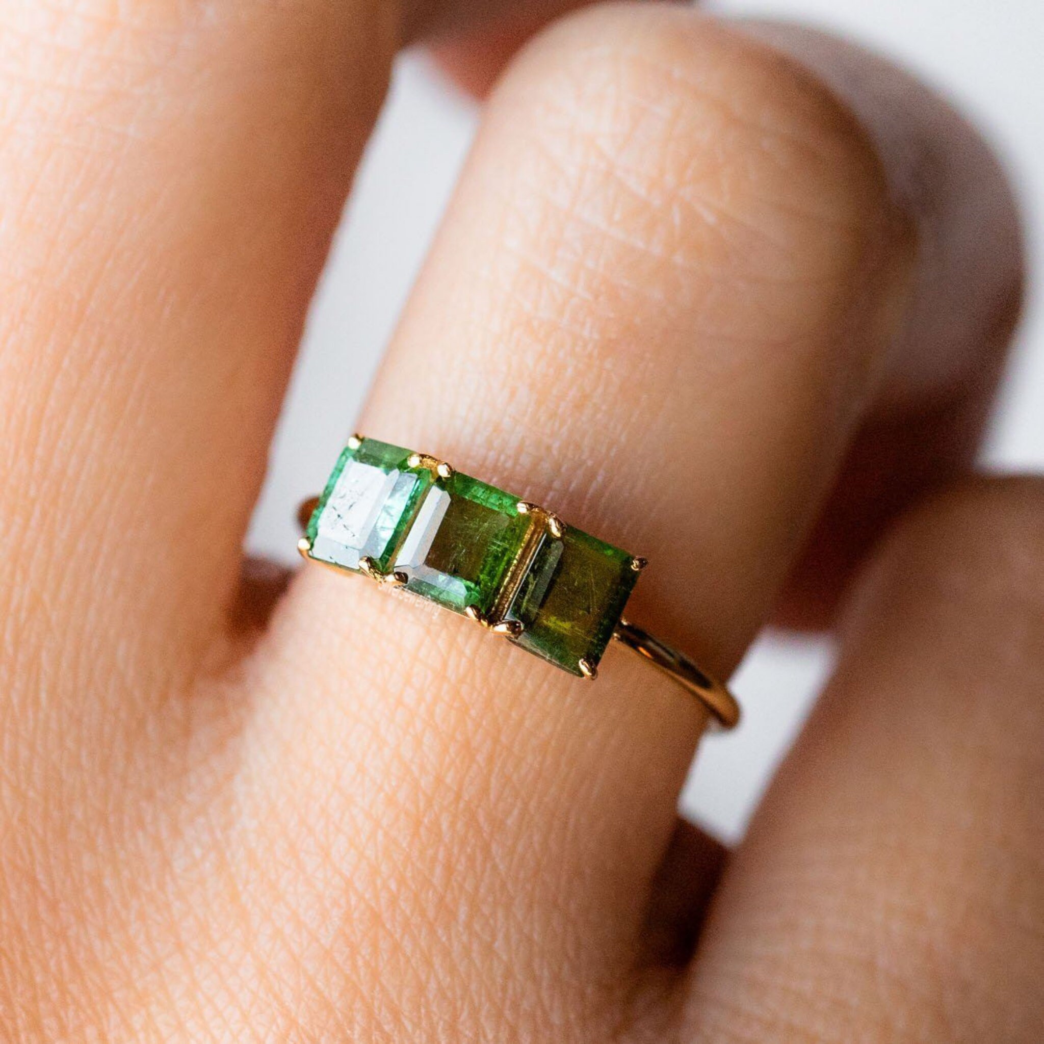 Unique Emerald Cut Ring Sterling Silver Ring Gemstone Ring - Etsy