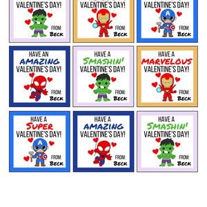 Superhero Valentine Valentine's Day Tag Editable Valentine Printable ...