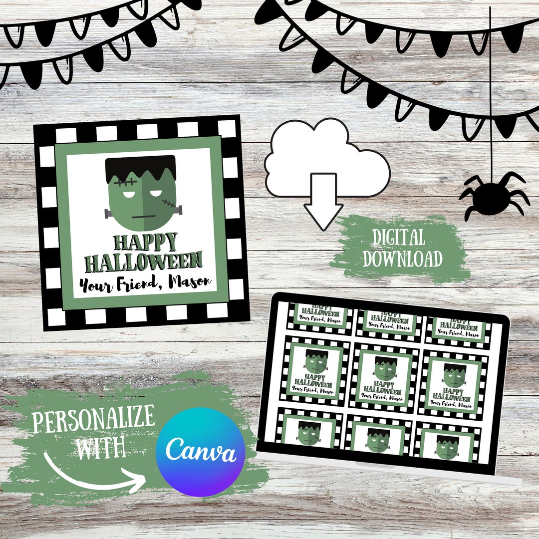 Frankenstein Gift Tag Halloween Gift Tag Frankenstein - Etsy