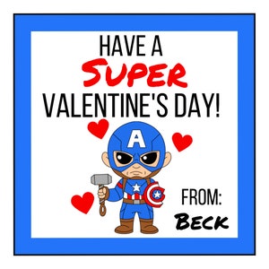 Superhero Valentine Valentine's Day Tag Editable Valentine Printable ...