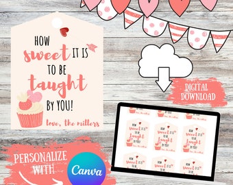 How Sweet It is to Be Taught by You Christmas Gift Tag - Etsy