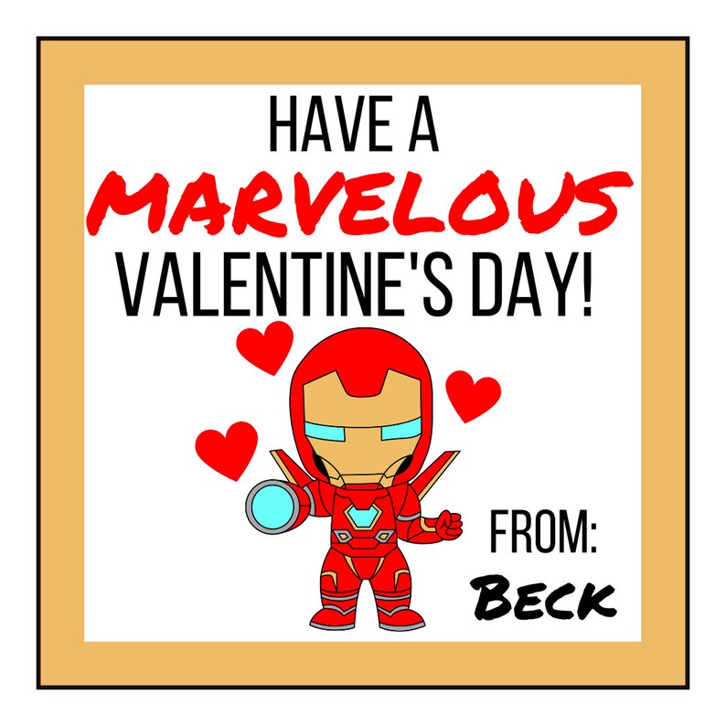 Superhero Valentine Valentine's Day Tag Editable | Etsy