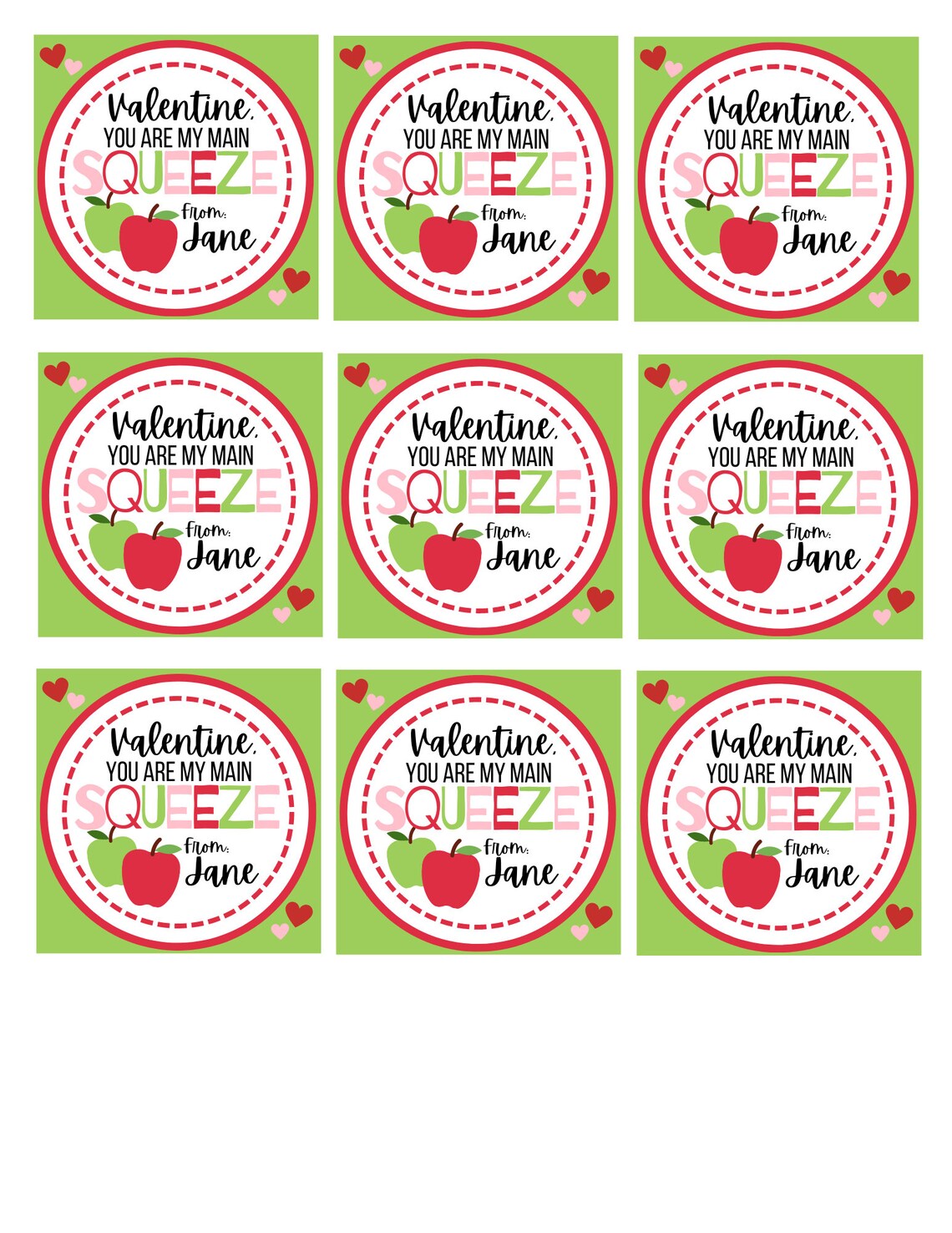 Apple Valentine Gift Tag Apple Sauce Gift Tag Editable - Etsy
