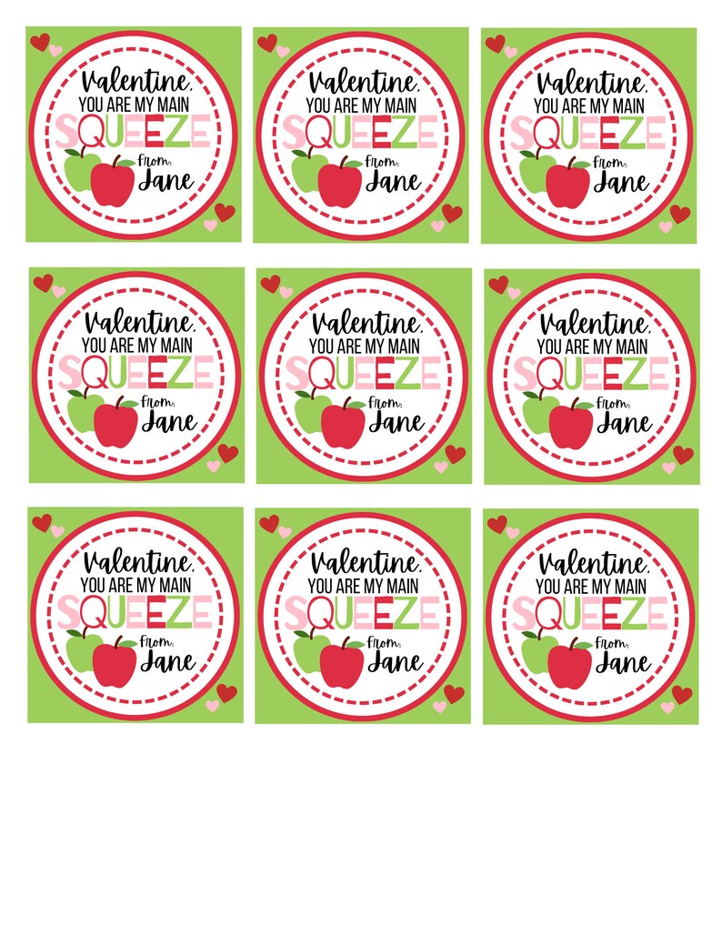 Apple Valentine Gift Tag Apple Sauce Gift Tag Editable - Etsy