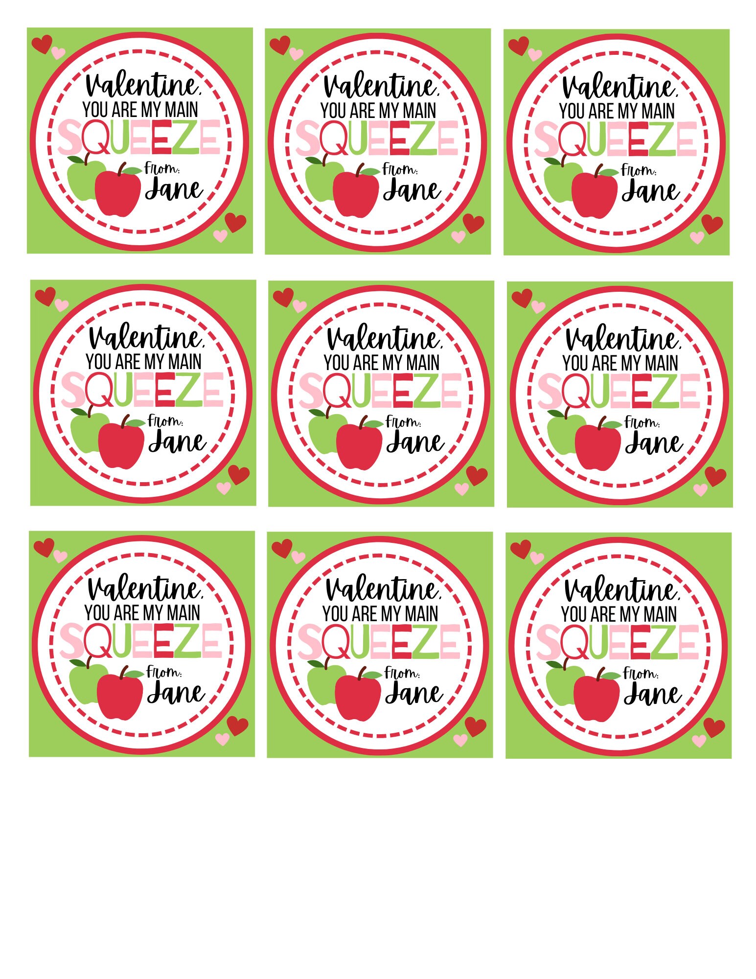 Apple Valentine Gift Tag Apple Sauce Gift Tag Editable - Etsy