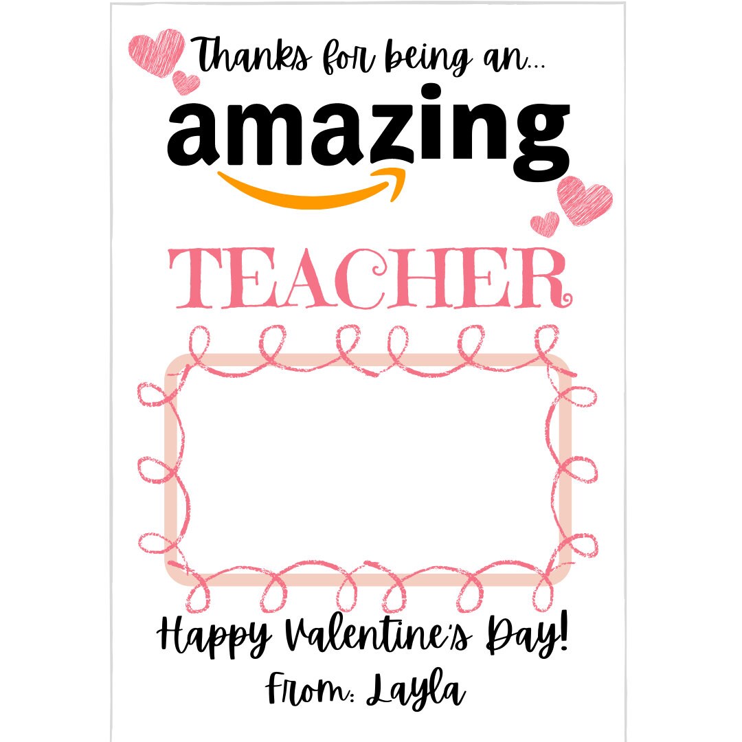 Amazon Teacher Valentine Gift Card Teacher Valentine Gift Gift Tag ...