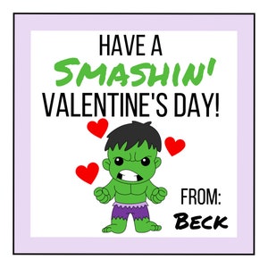 Superhero Valentine Valentine's Day Tag Editable Valentine Printable ...