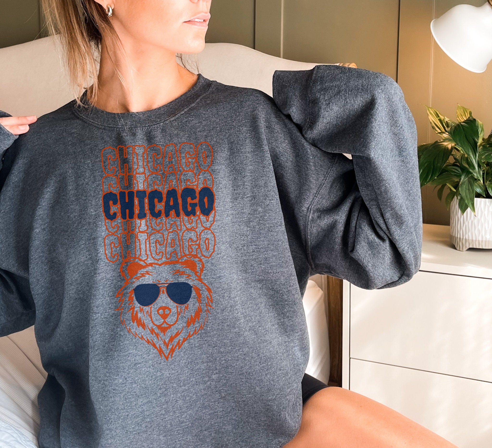 Chicago Football Team: Football League Crewneck, Bears Oversized ...
