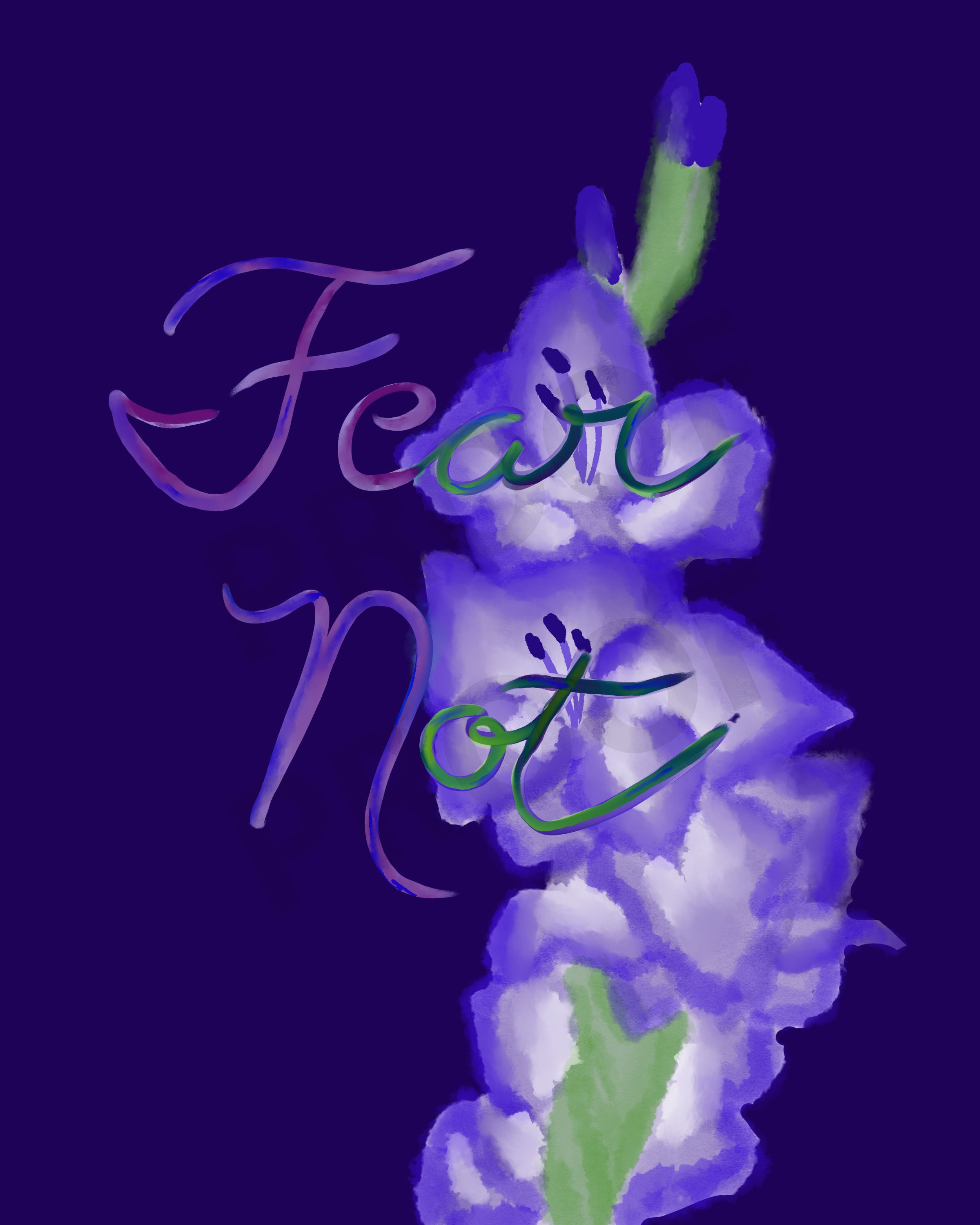 Fear Not Gladiolus 8x10 In. Print (midnight Blue Option) - Etsy