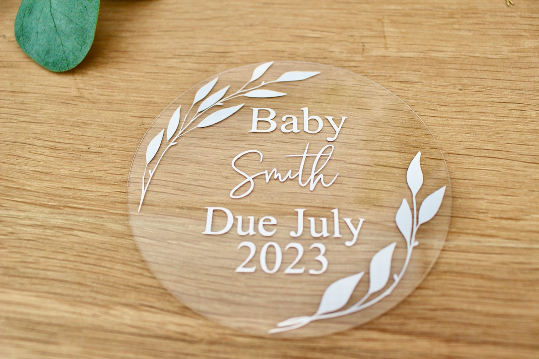 Pregnancy Announcement Sign Personalised Acrylic Due Date Plaque Social ...