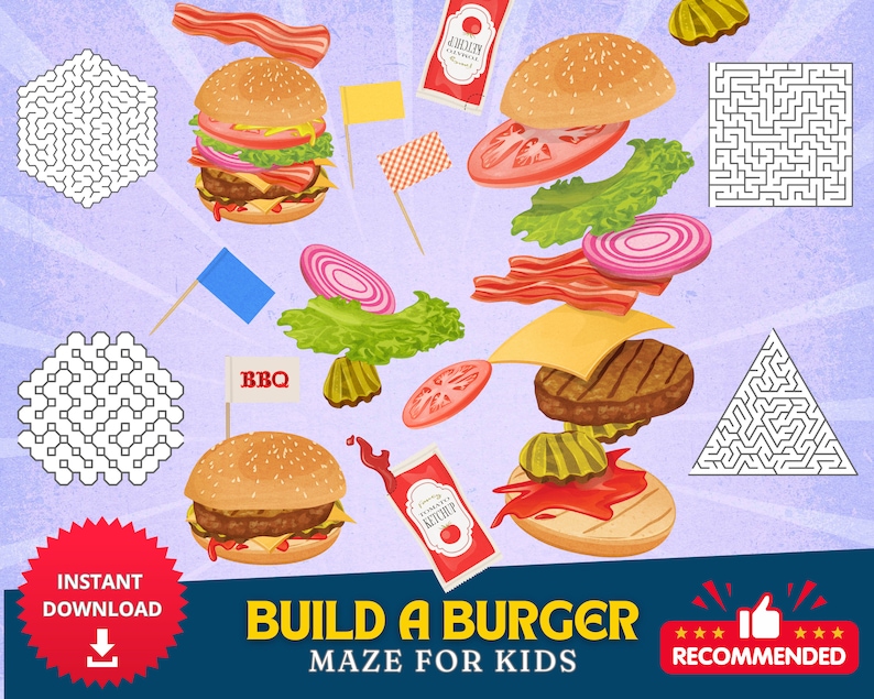 Build A Burger Maze for Kids: Fun and Educational Printable Activity ...