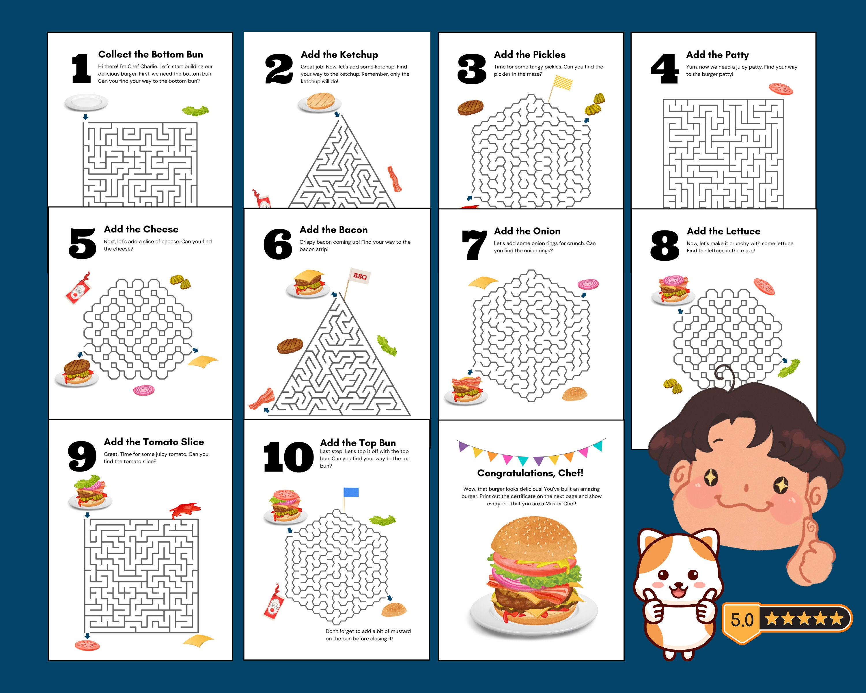 Build A Burger Maze for Kids: Fun and Educational Printable Activity ...