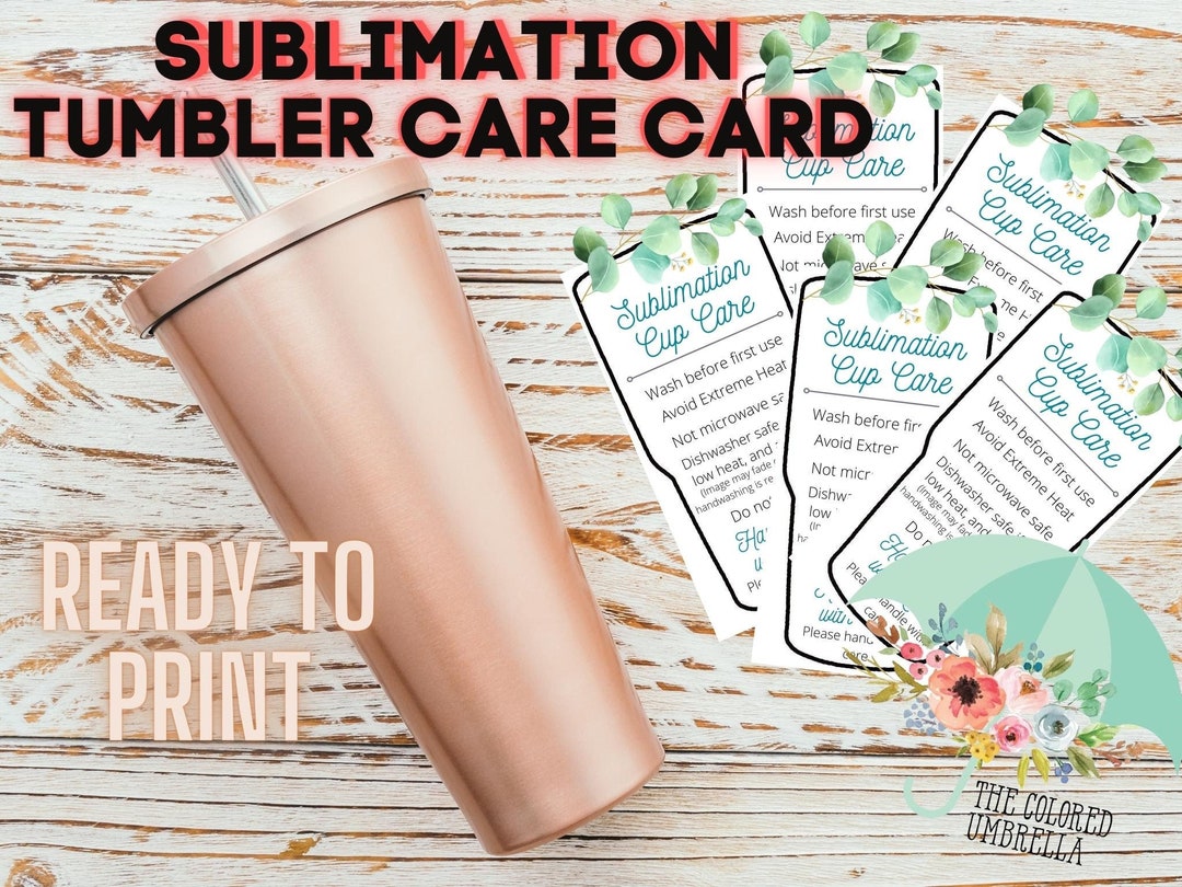 Sublimation Tumbler Care Card Digital Download Ready to Print, Simple ...
