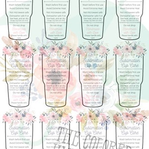Sublimation Tumbler Care Card Digital Download Ready to Print - Etsy