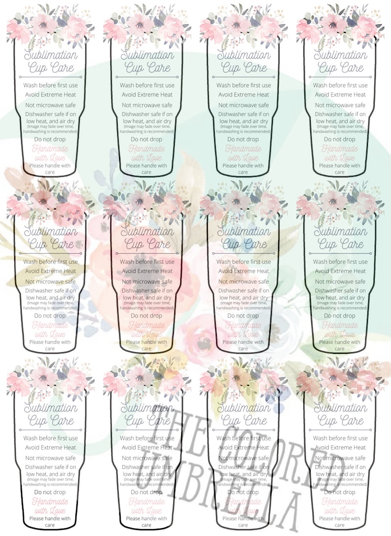 Sublimation Tumbler Care Card Digital Download Ready to Print - Etsy