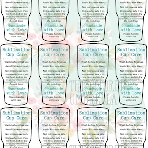 Sublimation Tumbler Care Card Digital Download Ready to Print, Simple ...