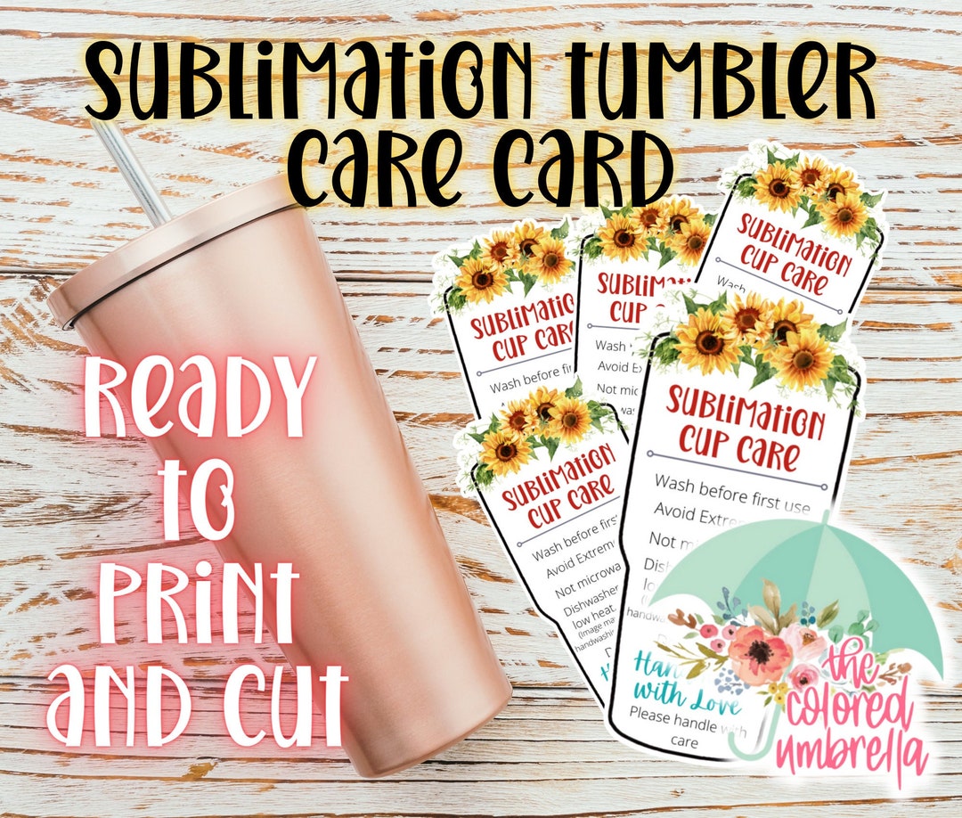 Sublimation Tumbler Care Card Digital Download Ready to Print ...
