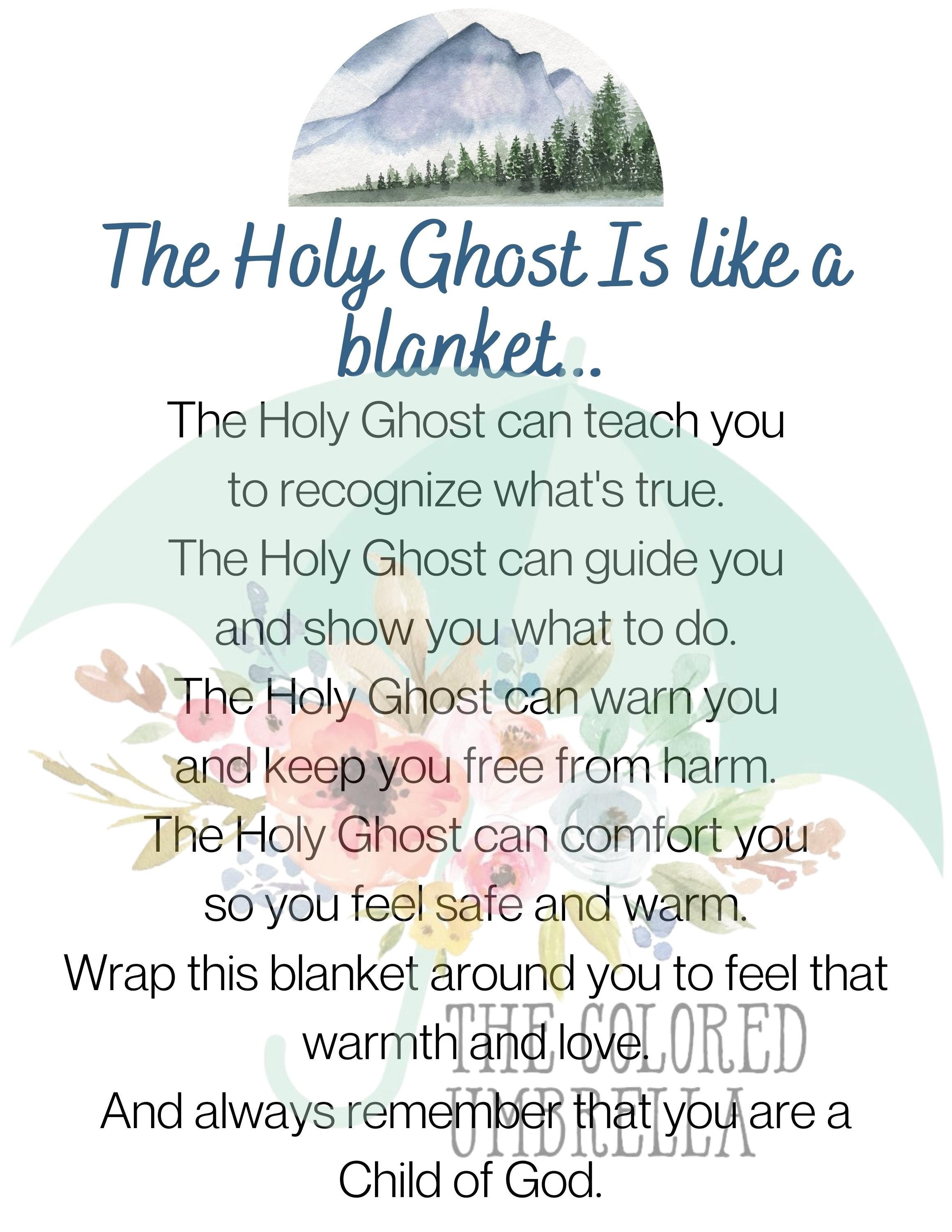 The Holy Ghost is Like a Blanket Poem Card Digital Download LDS Baptism ...