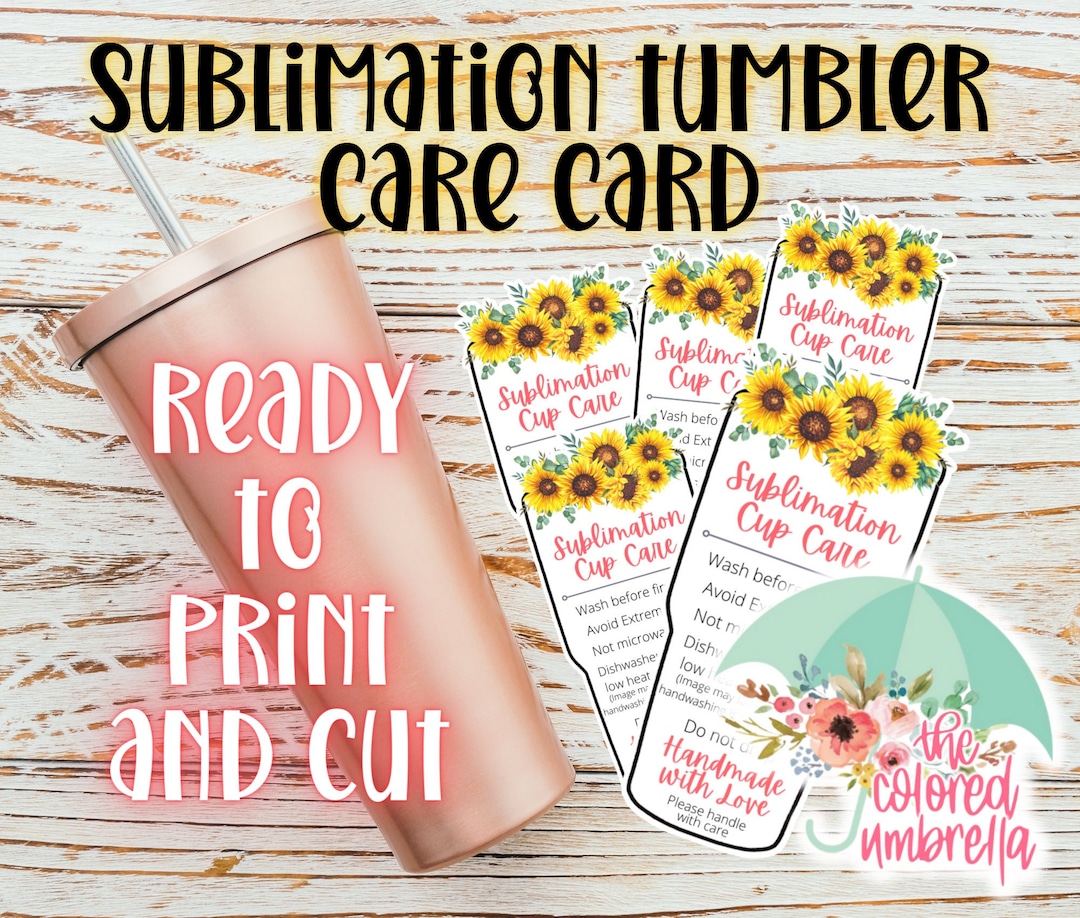 Sublimation Tumbler Care Card Digital Download Ready to Print ...