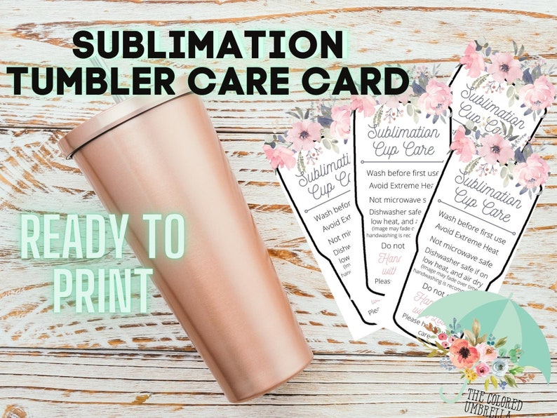 Sublimation Tumbler Care Card Digital Download Ready to Print - Etsy