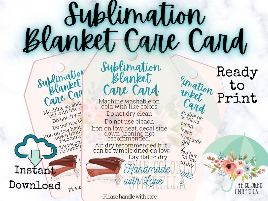 Sublimation Blanket Care Card Digital Download Ready to Print, Cute ...